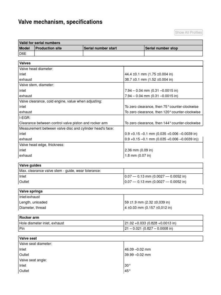 Valve Mechanism, Spec | PDF | Engineering Tolerance | Valve