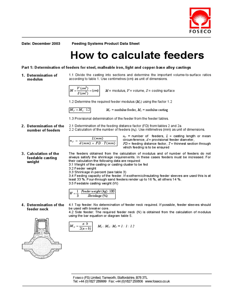 Feeder Calculation for Casting Systems | PDF | Casting (Metalworking ...