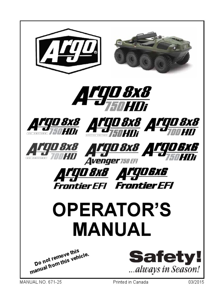 Argo Atv Operator's Manual | PDF | Transmission (Mechanics) | Vehicles