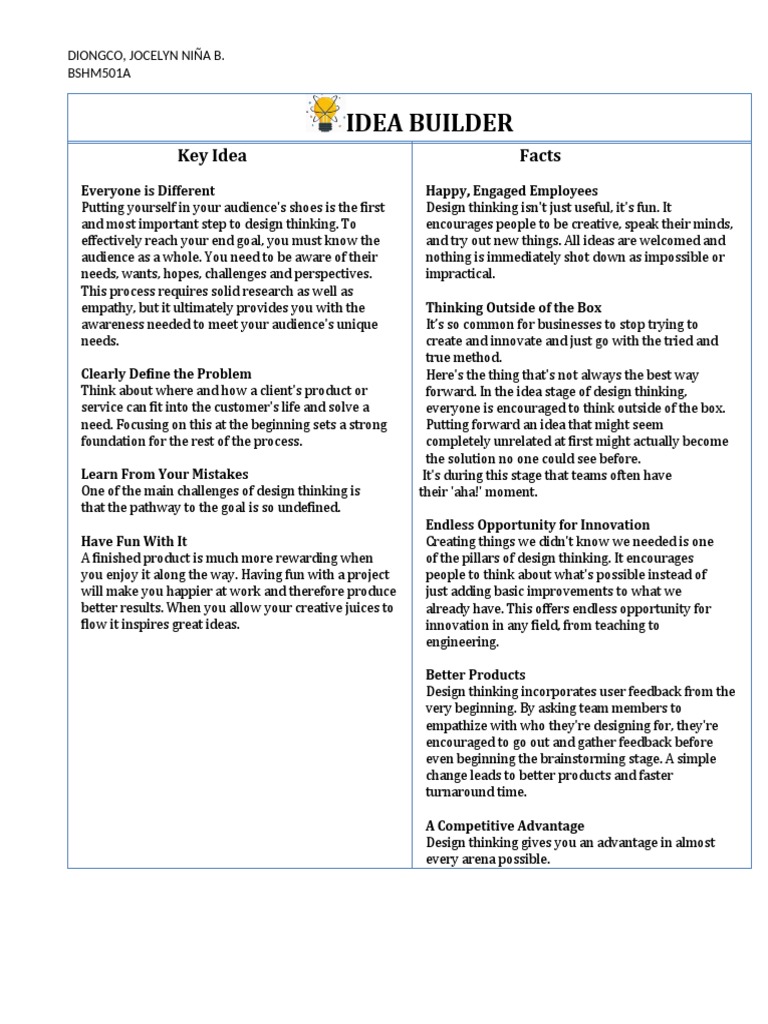 Activity 10 2 Entrep | PDF | Design Thinking | Design