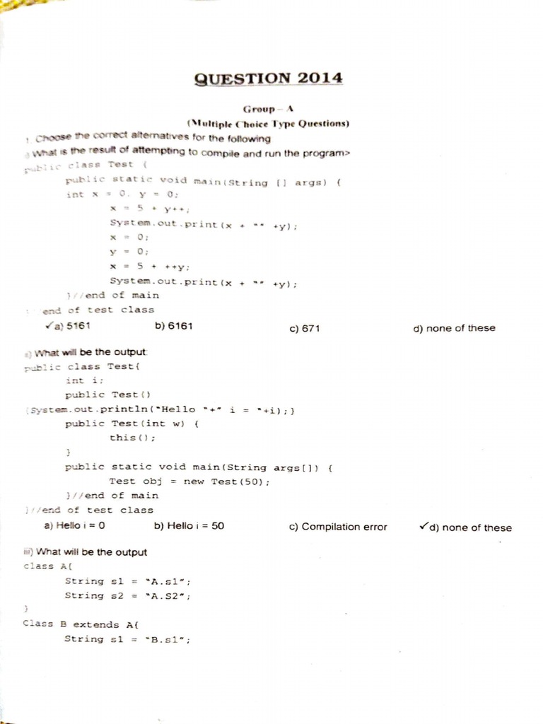 Java MCQ | PDF | Class (Computer Programming) | Method (Computer Programming)