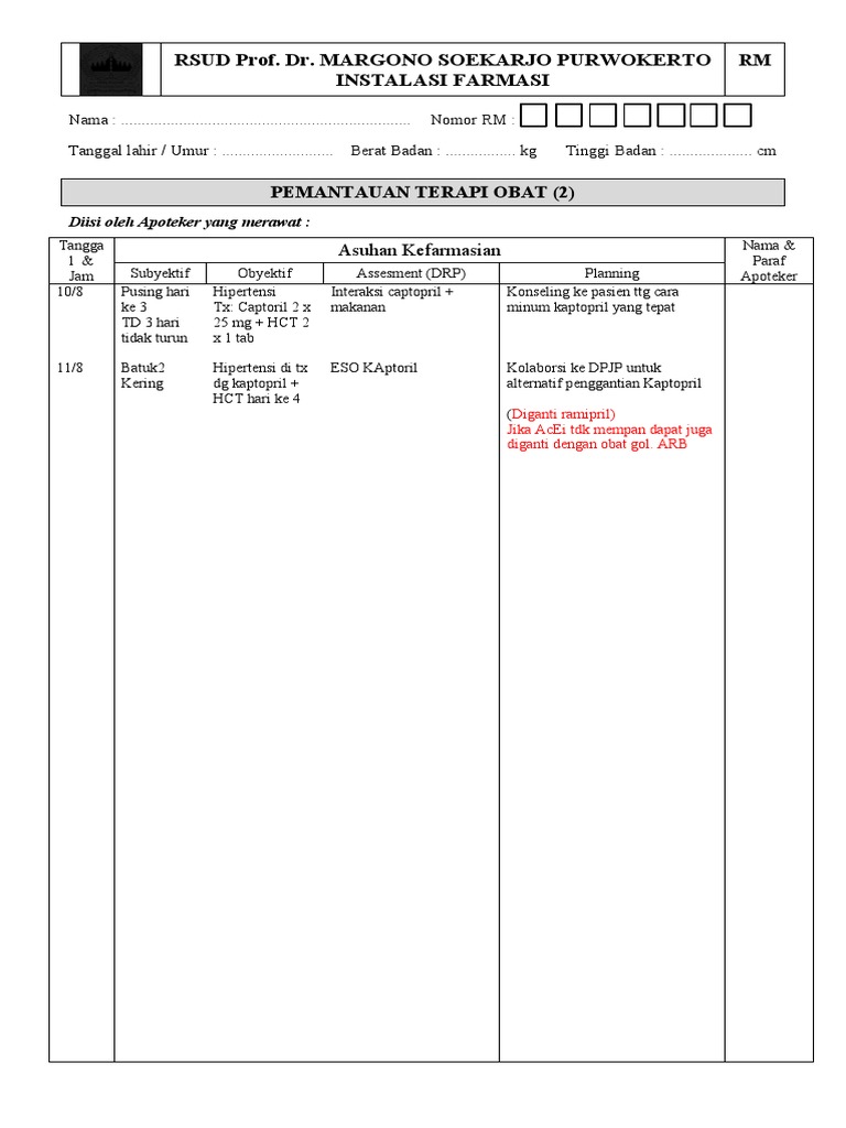 Form Pemantauan Terapi Obat-2 (SOAP) | PDF