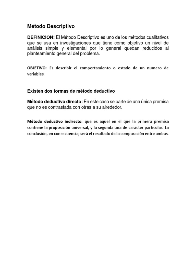 Método Descriptivo | PDF