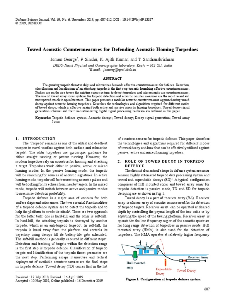 Towed Acoustic Countermeasures For Defending Acoustic Homing Torpedoes ...
