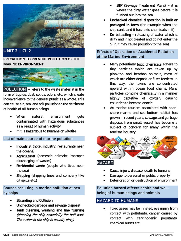 2 Precaution To Prevent Pollution of Marine Environment | PDF | Human ...