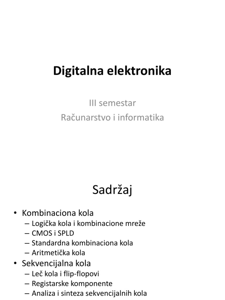 Logicka Kola I Kombinacione Mreze - Slajdovi | PDF