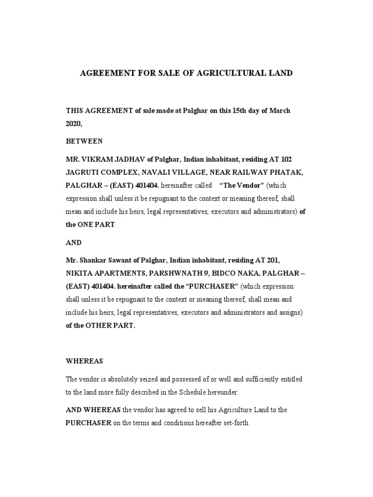 Agricultural Sale Deed Final | PDF | Conveyancing | Deed