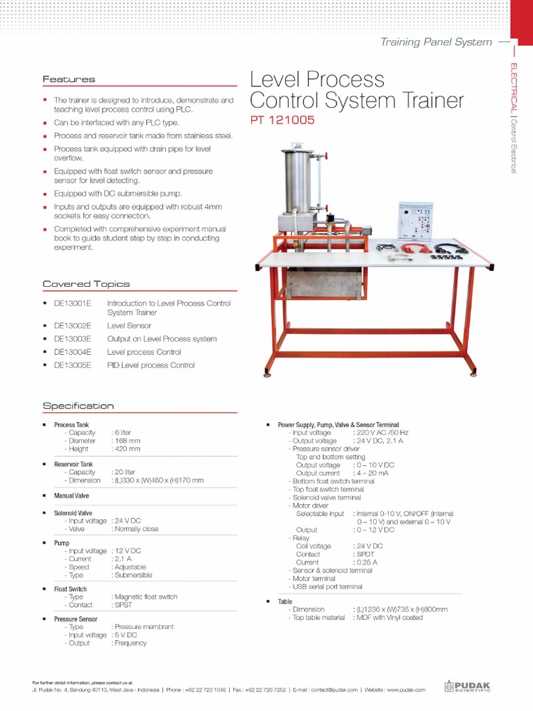 PT 121005 - Level Process Control System Trainer | PDF