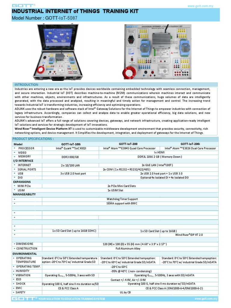 Industrial Internet of Things Training Kit: Model Number: Gott-Iot-5087 | PDF | Internet Of ...