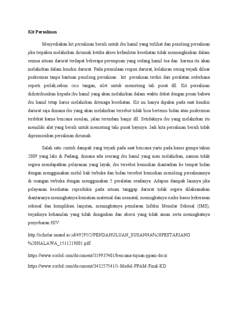 Kit Persalinan Darurat untuk Ibu Hamil | PDF | Kesehatan Holistik