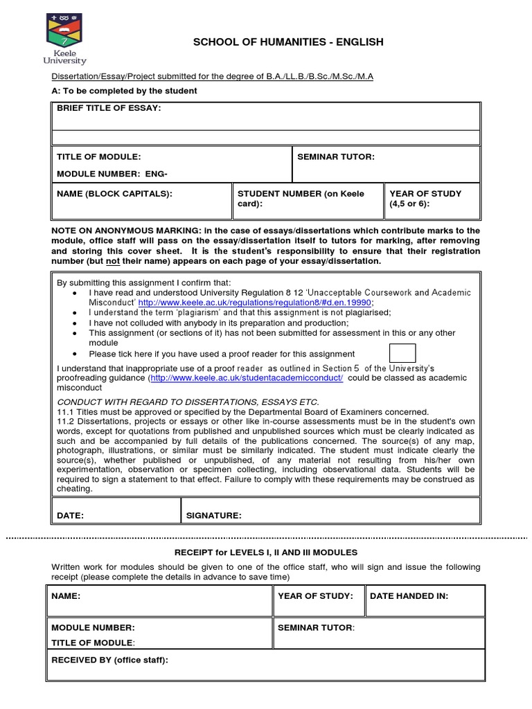 GENREEssay Submission-Declaration Form | PDF | Thesis | Proofreading