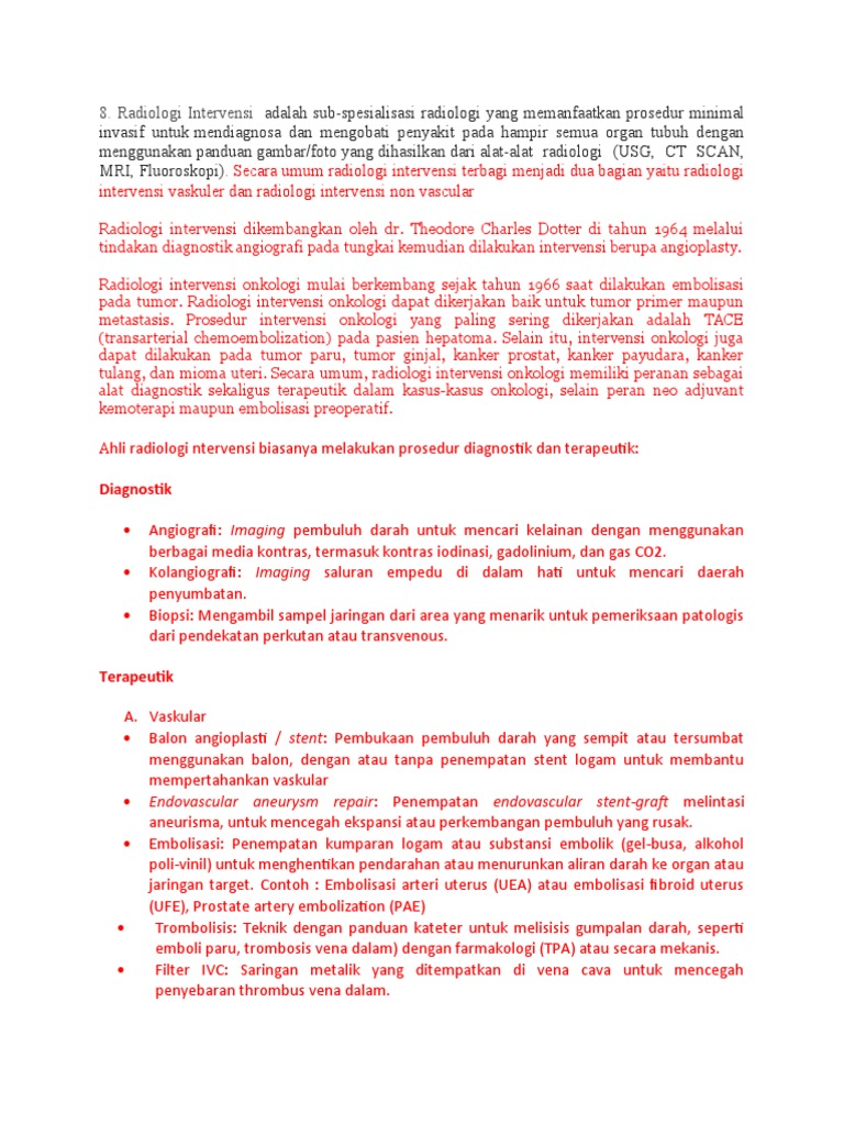 Radiologi Intervensi: Prosedur dan Teknik | PDF
