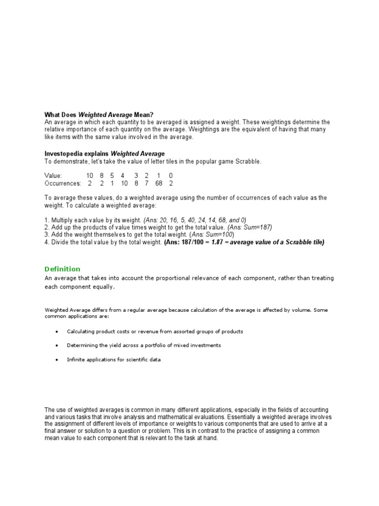 What Does Weighted Average Mean? | PDF | Average | Weighted Arithmetic Mean