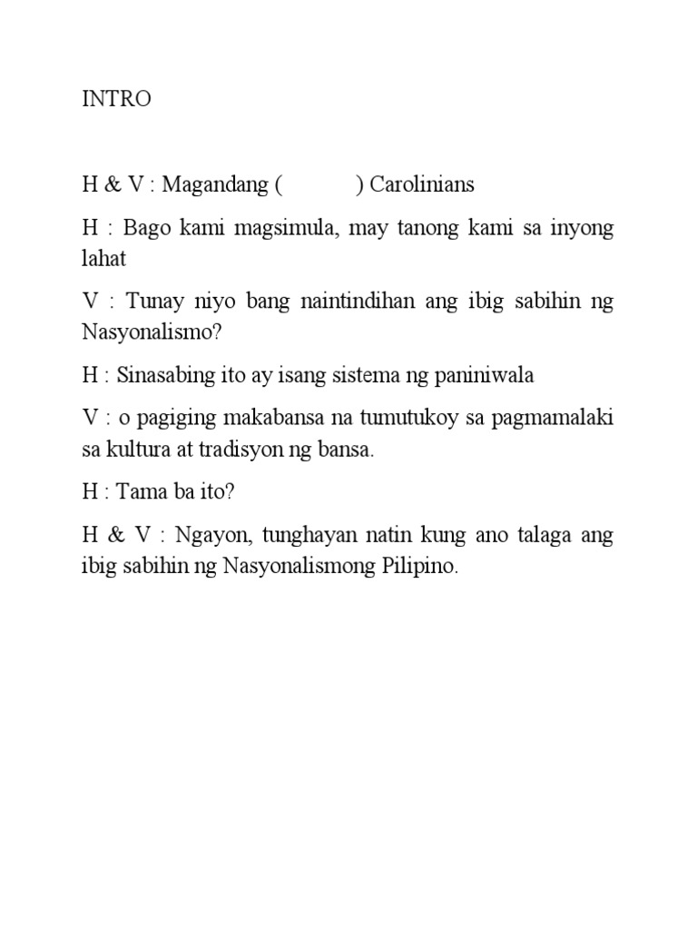 Human Diorama Script