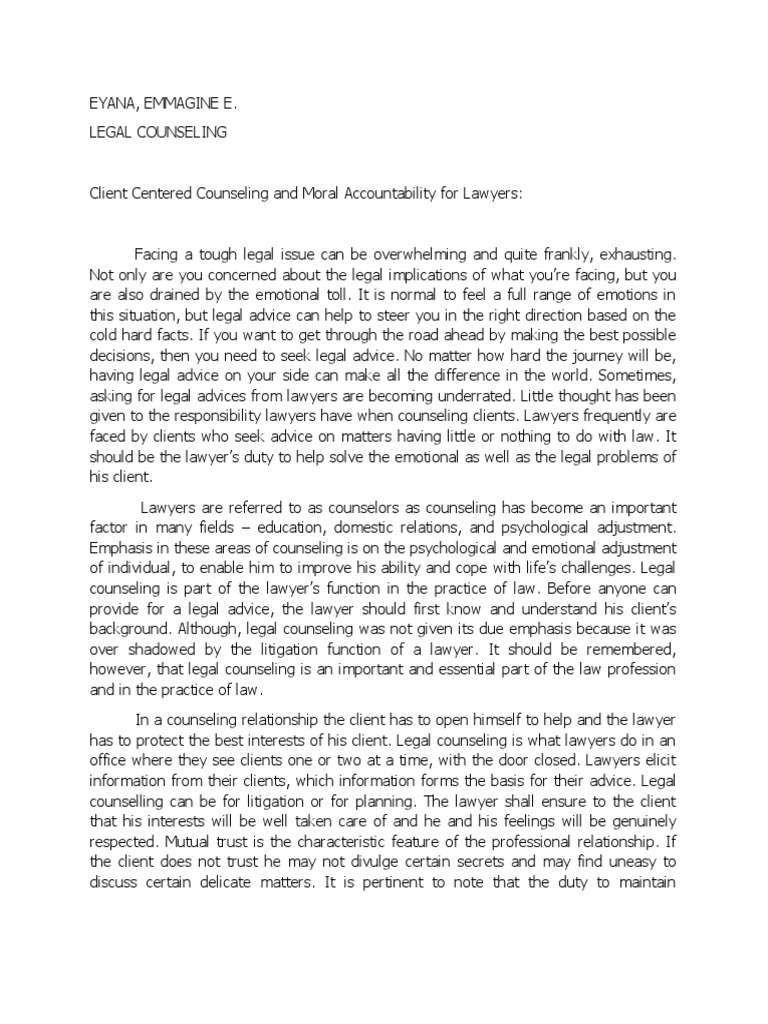 Assignment in Legal Counseling | PDF