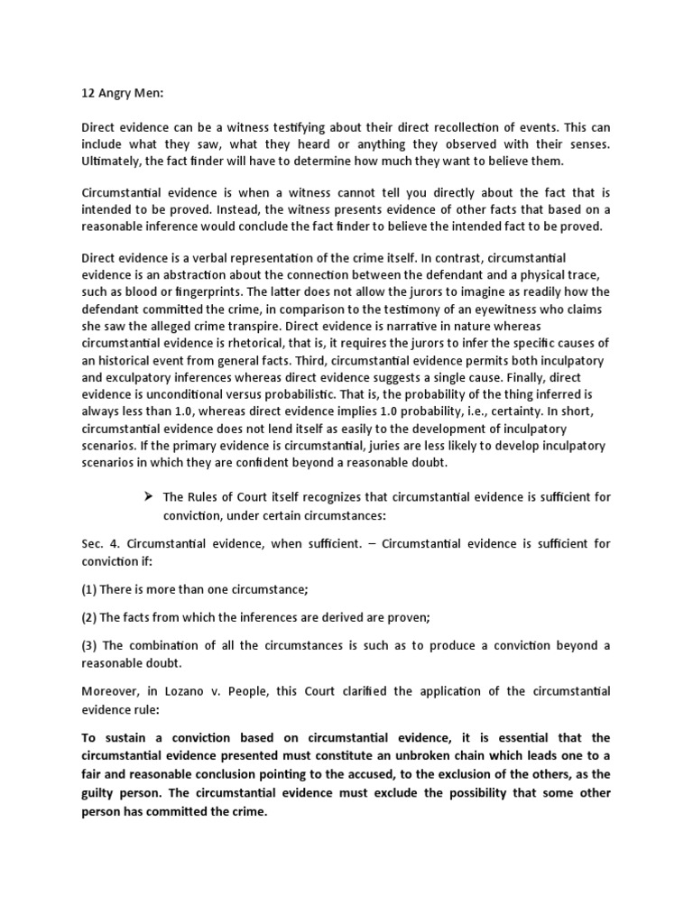 12 Angry Men | PDF | Circumstantial Evidence | Witness