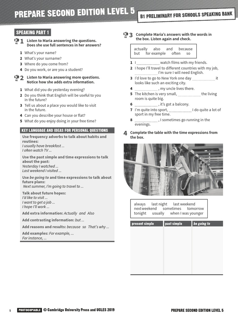 B1 Preliminary For Schools Speaking Bank | PDF | Question | English ...