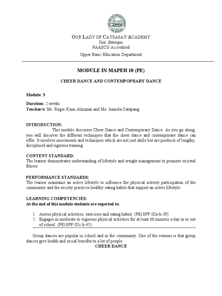 Module in Pe-4th Grading | PDF | Dances | Performing Arts