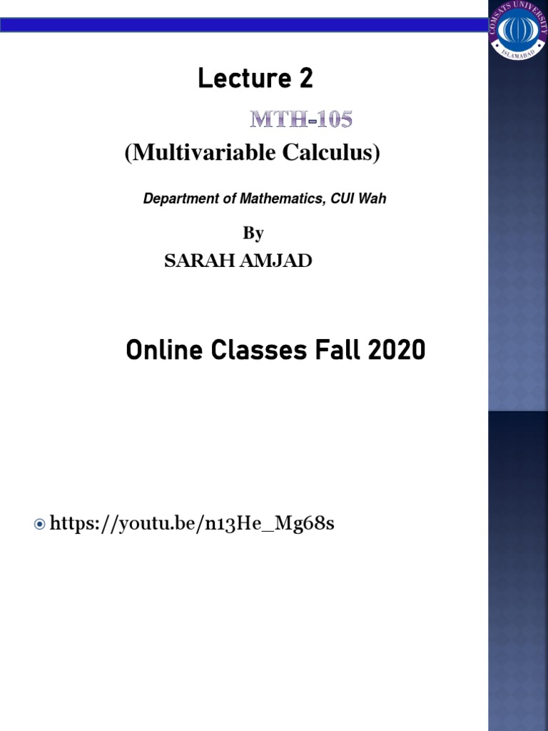 Multivariable Calculus Lecture on Distance in 3-Space and Spheres | PDF ...