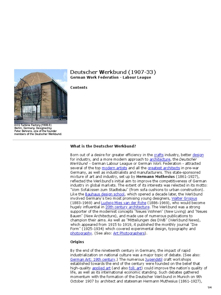 Deutscher Werkbund - German Work Federation - Architecture, Crafts ...