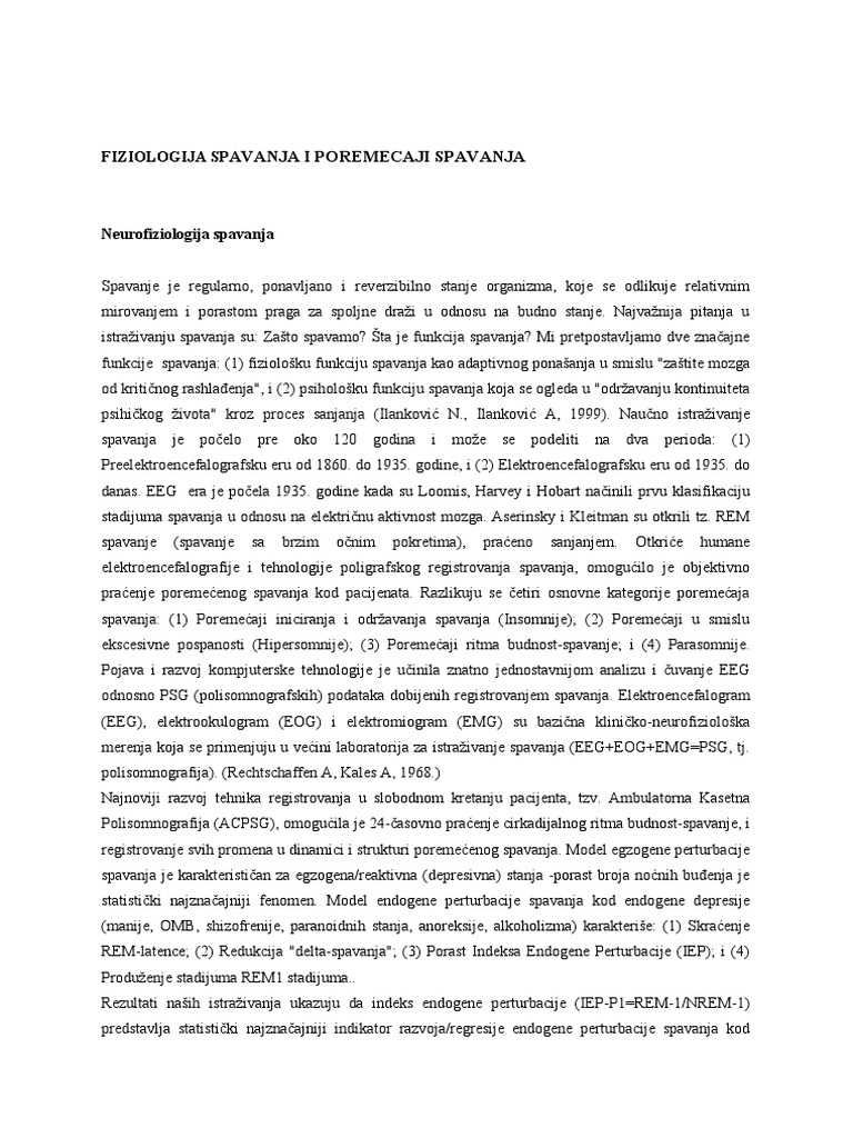 Fiziologija Spavanja | PDF