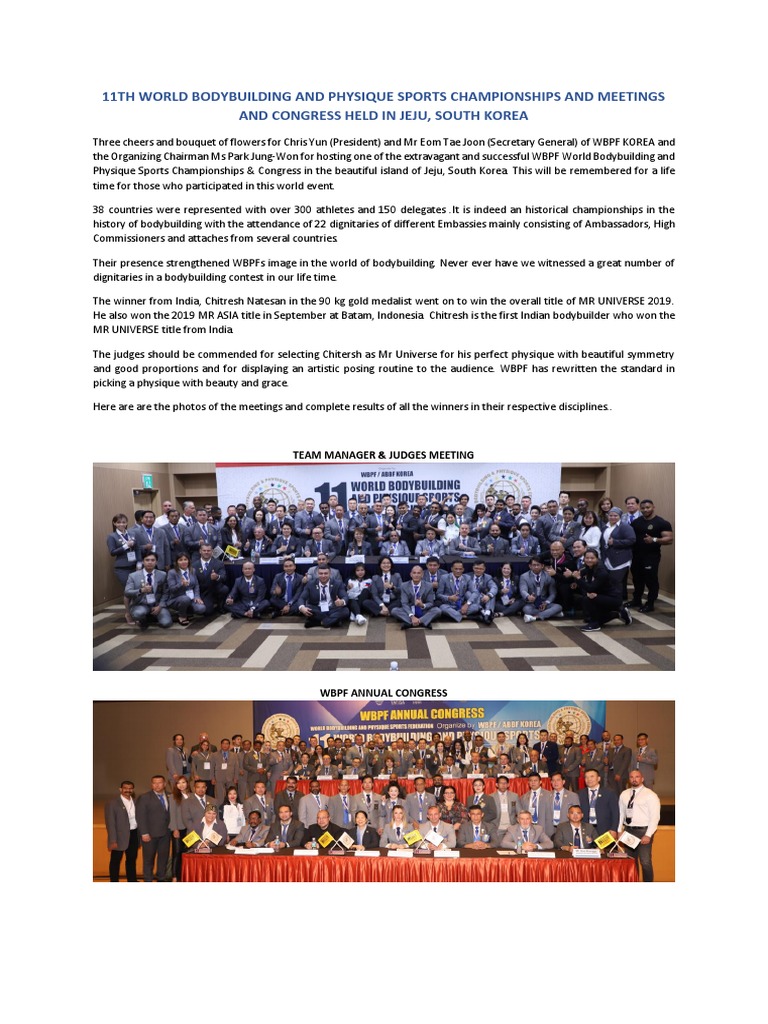 11th WBPF Championship 2019 | PDF | Body Modification | Physical Exercise