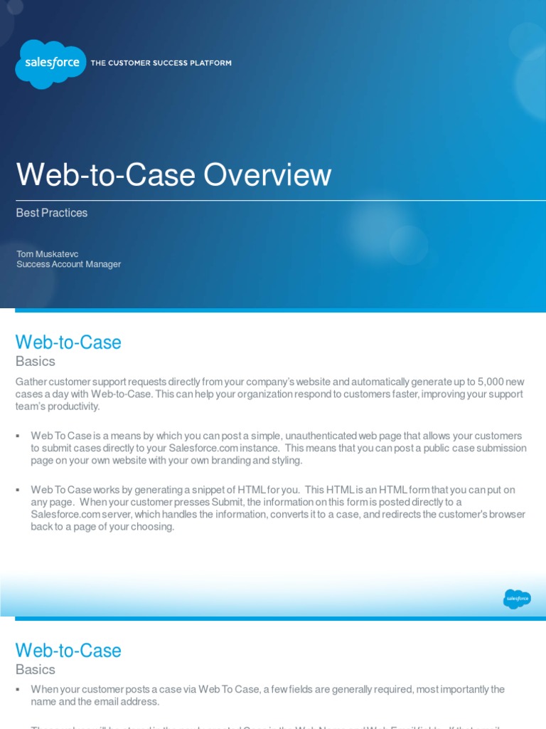 5.2 Web To Case Overview PDF | PDF | Websites | World Wide Web