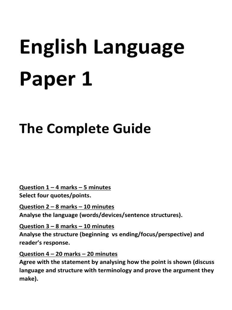 English Language Paper 1: The Complete Guide | PDF | Question ...