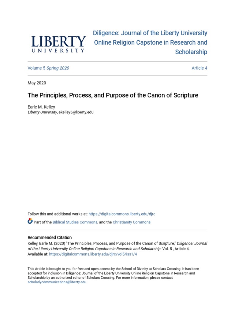 The Canon of Scripture (Principles Process & Purpose) | PDF | Biblical ...