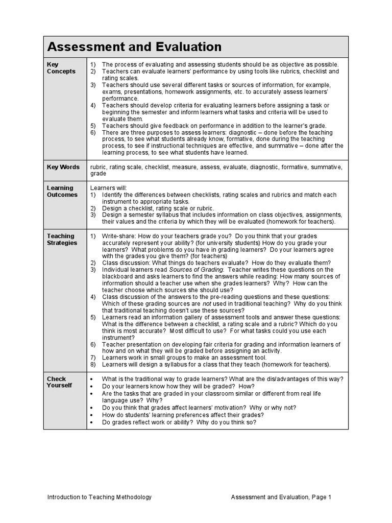 Assessment and Evaluation Eeeeeeee | PDF | Educational Assessment ...