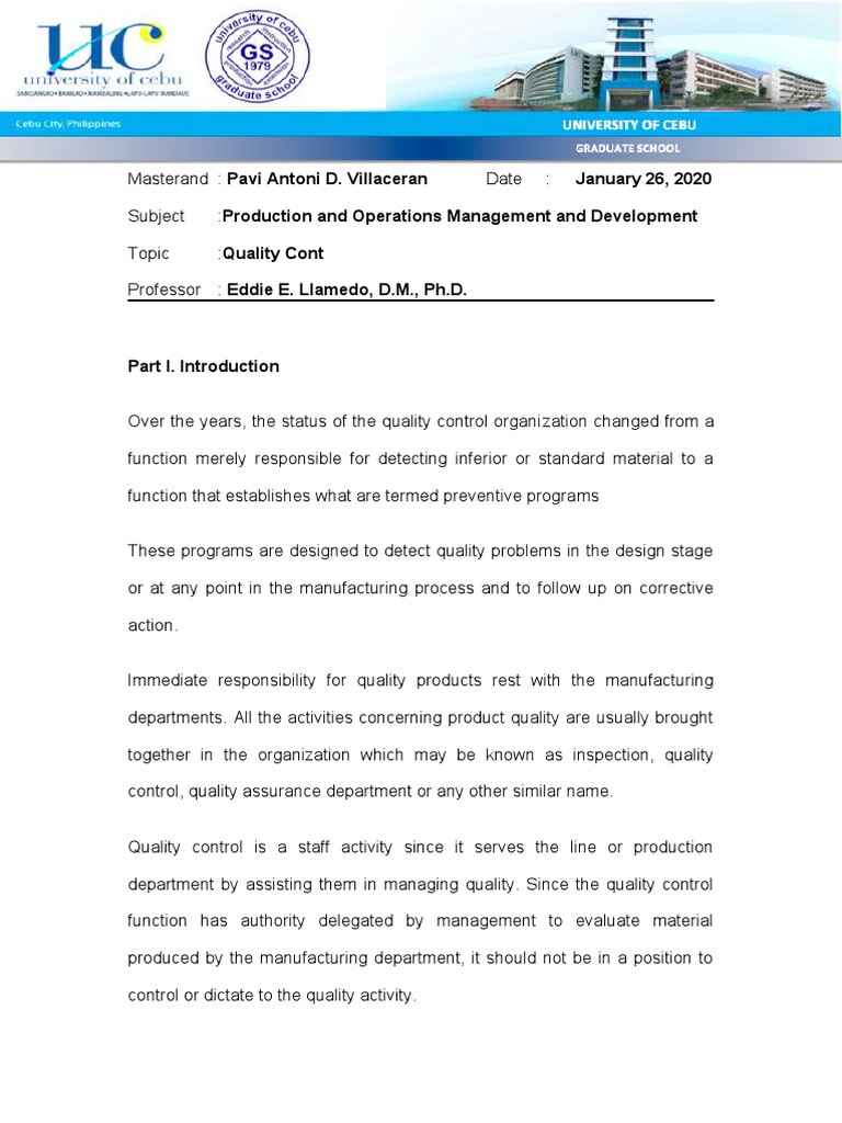 OP - Quality Control | PDF | Quality (Business) | Product (Business)