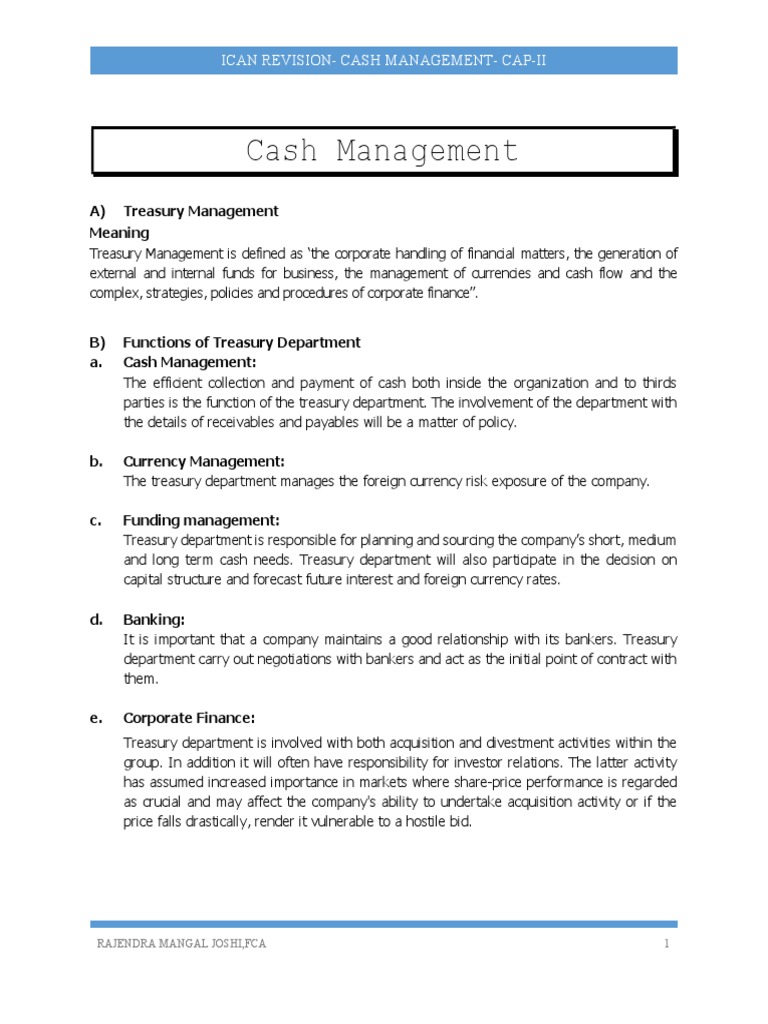 Cash Management | PDF | Float (Money Supply) | Cheque