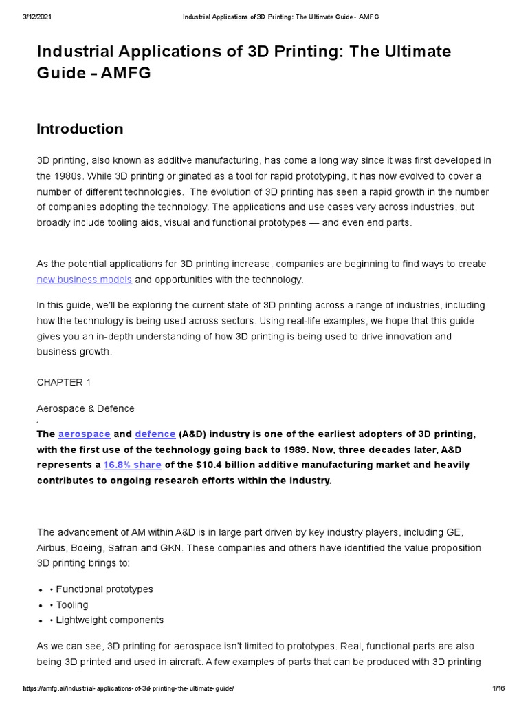 Modified - Industrial Applications of 3D Printing - The Ultimate Guide - AMFG | PDF | 3 D ...