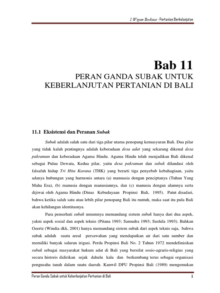 11 - Peran Ganda Subak Untuk Keberlanjutan Pertanian Di Bali - Edited | PDF | Kesehatan Holistik ...