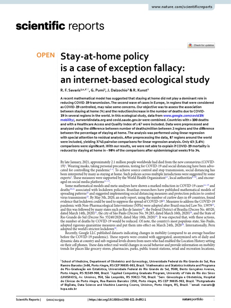 Stay at Home Policy Is A Case of Exception Fallacy: An Internet Based ...