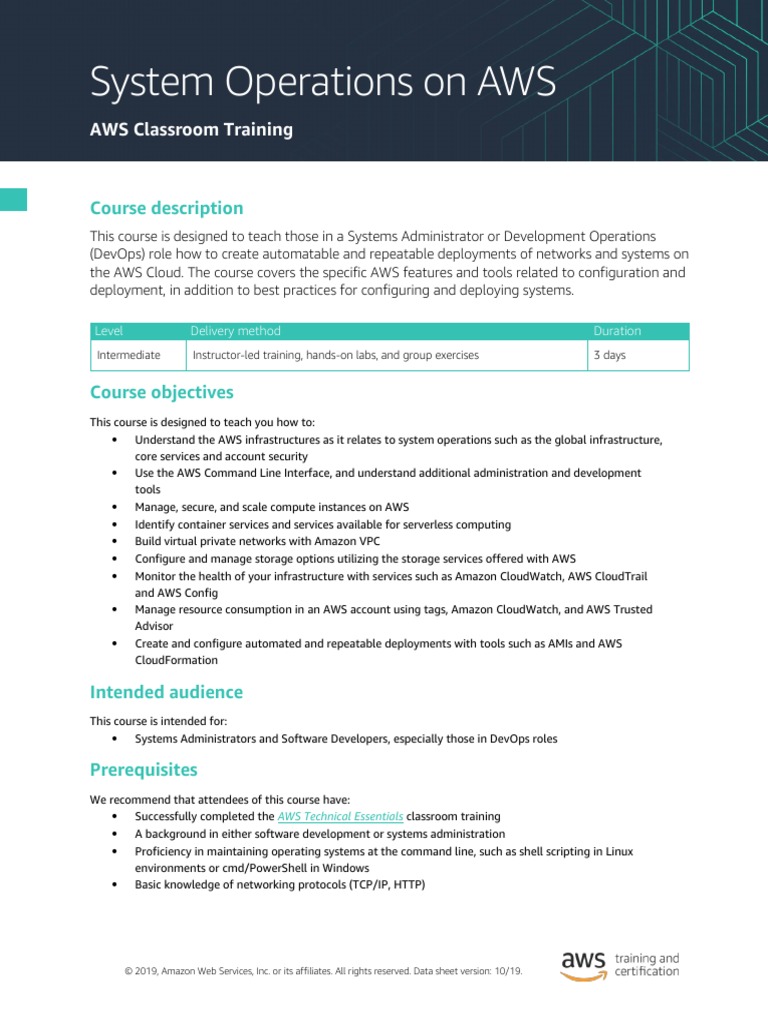 System Operations On AWS | PDF | Amazon Web Services | Distributed ...