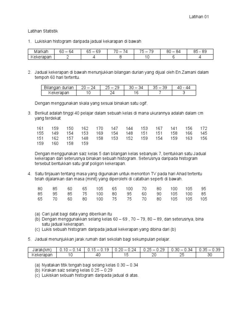 Latihan Statistik Asas | PDF