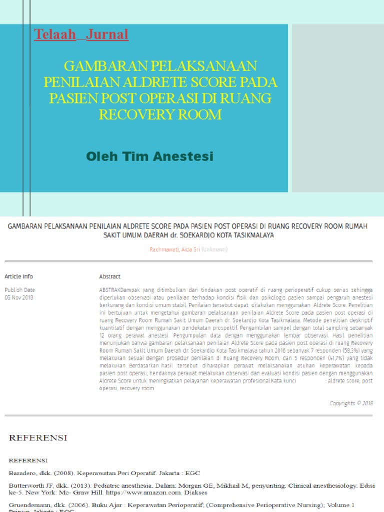 Penilaian Aldrete Score | PDF