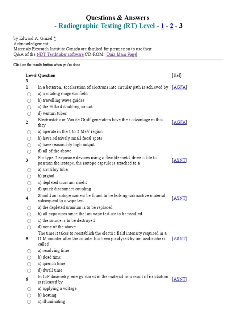 Questions & Answers - RT Level 3 | PDF | Electronvolt | Electron