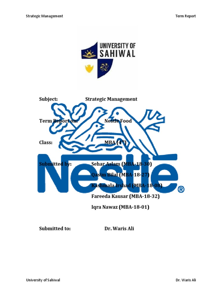 Nestle Strategic Management Report | PDF | Foods | Nestlé