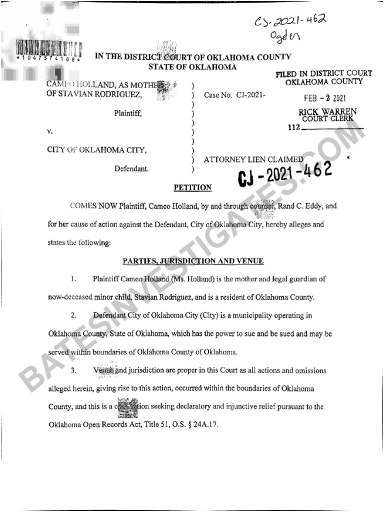 Oklahoma: Stavian Rodriguez's Mother, Cameo Holland, Files Lawsuit ...