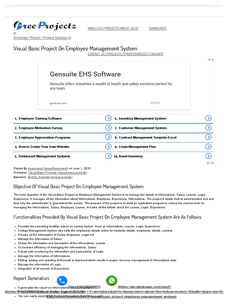 Visual Basic Project On Employee Management System | Download Free PDF ...