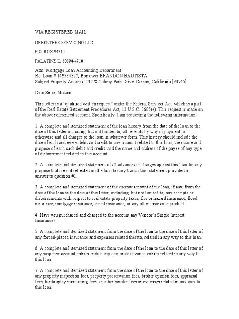 Greentree Servicing Llc. P.O. BOX 94710 PALATINE IL 60094-4710 | PDF ...