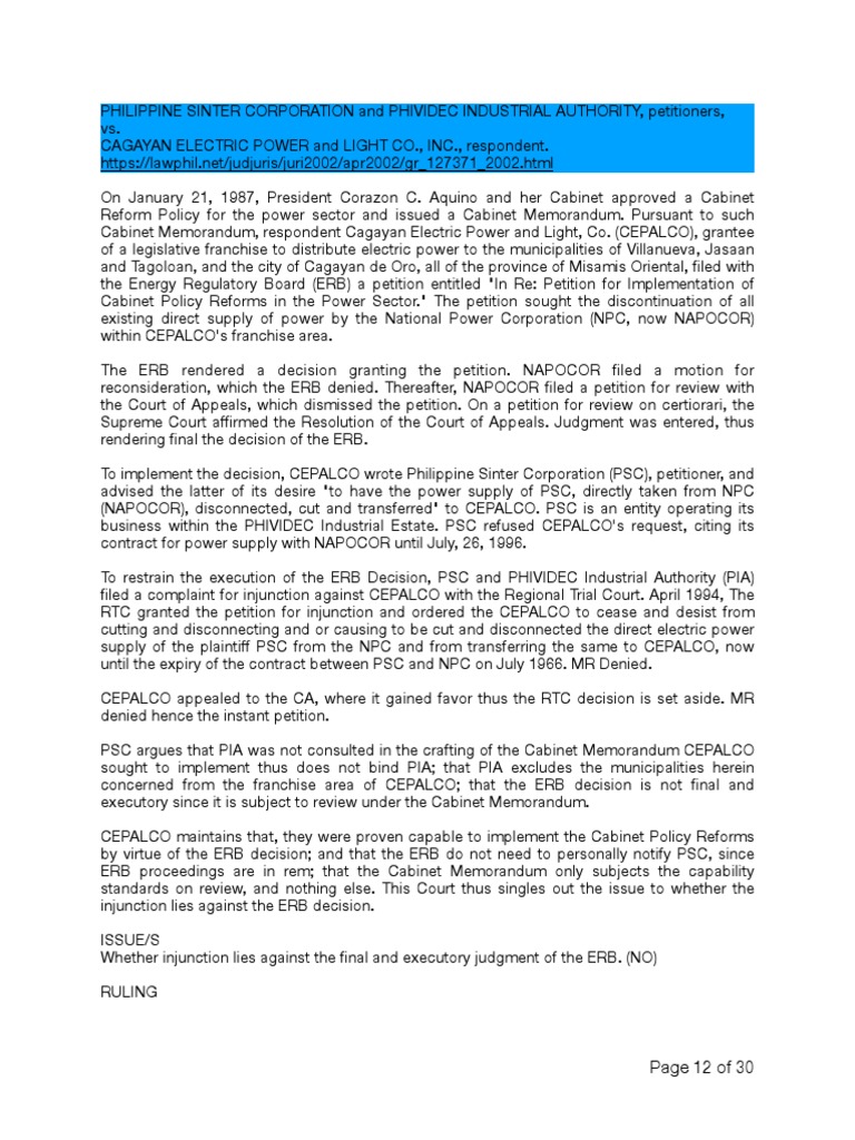 PHILIPPINE SINTER CORPORATION and PHIVIDEC INDUSTRIAL AUTHORITY ...