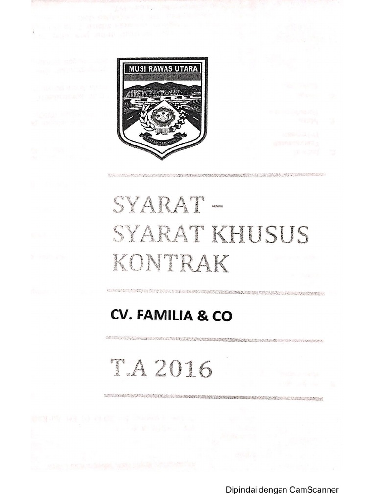 Syarat-Syarat Khusus Kontrak (SSKK) | PDF