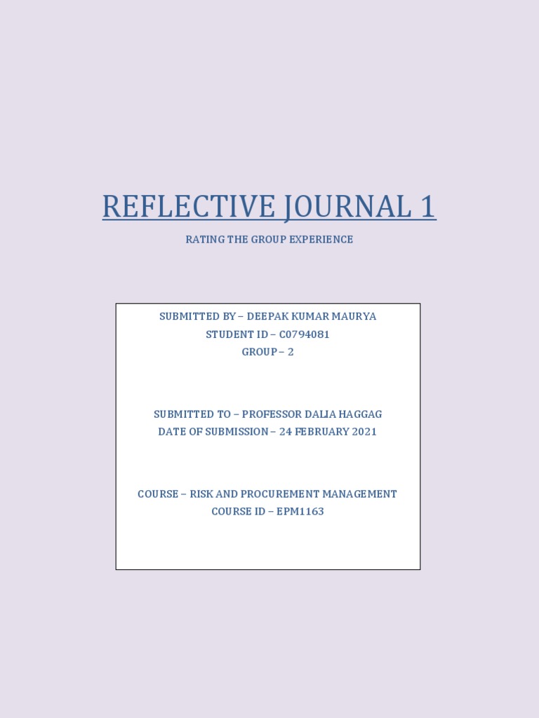 Reflective Journal 1c | PDF | Social Psychology | Behavior Modification