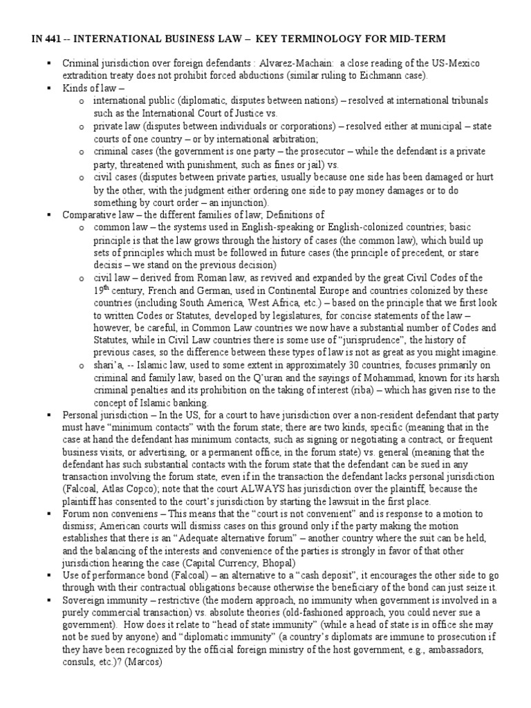 Key Terms in International Business Law | PDF | Arbitration | Common Law