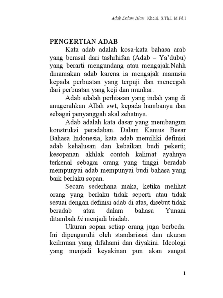 Pengertian Adab - Adab Ketika Tidur | PDF