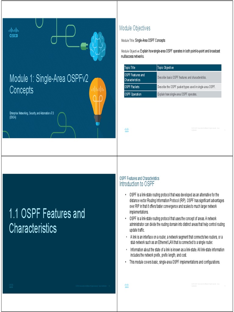 1.1 Ospf Features and Characteristics: Module 1: Single-Area Ospfv2 Concepts | PDF | Routing ...
