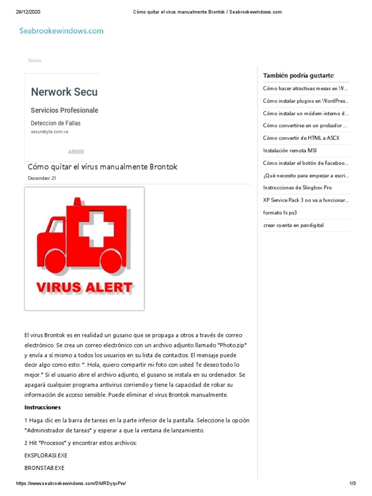 Cómo Quitar El Virus Manualmente Brontok | PDF | Software de Microsoft ...